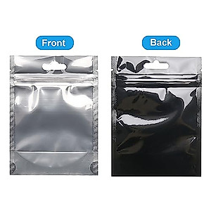 Green Nexus 100 Pack Smell Proof Odorless Bags- 3.6x5 Inch Resealable Mylar Bags with Clear Window Flat Ziplock and Hanging Hole Bag (Black)