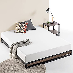 ZINUS GOOD DESIGN Award Winner Suzanne 6 Inch Bamboo and Metal Platforma Bed Frame / No Box Spring Needed / Wood Slat Support, Grey Wash, Queen