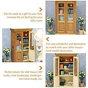 Abaodam Vertical Bookcase Model Mini Study Bookcase Mini Study Book Shelf Vertical Cabinet Model Mini Study Book Miniature Bookcase