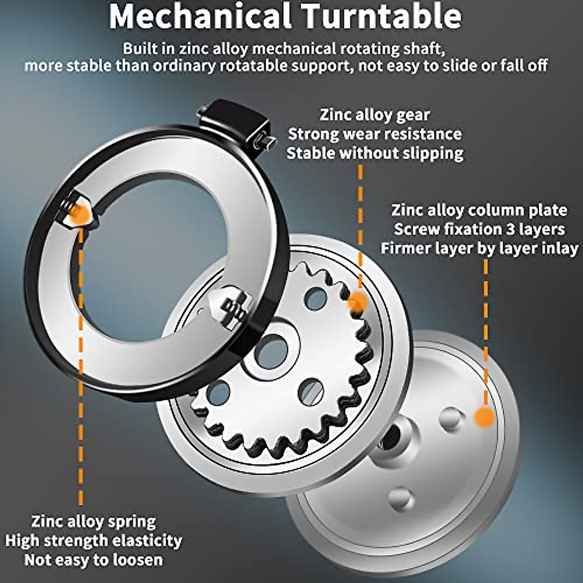 TACOMEGE Smooth Alloy Phone Ring Grip Holder, 360 Rotation Finger Ring Kickstand for iPhone, iPad, Samsung, and All Smartphones Tablets (PRG-B)