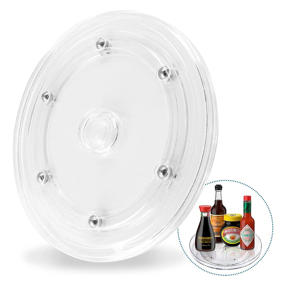 1PC Clear Acrylic 6inch Turntable Mini Turntable Organizer Round Swivel Plate Clear Rotating Tray Small Revolving Base for Spice Rack Table Cake Kitchen Pantry Decorating
