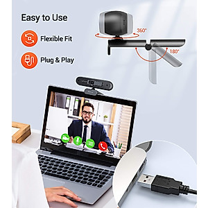 DEPSTECH Webcam with Microphone for Desktop, DW10 USB Webcam 1080P, Web Cameras for Computers, Computer Camera with Microphone for PC, Desktop, Laptop, Streaming Webcam with Cover Slide & Tripod