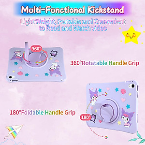 WESADN for iPad 10th Generation Case 2022 with Kickstand Lanyard Heart Keychain Pencil Holder Silicone Case for Girls Kids Cute Protective Tablet Cover for iPad 10th Gen 10.9 inch 2022 Lilac Purple