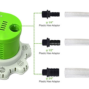 AgiiMan Pool Cover Pump Above Ground - 850 GPH Submersible Water Pump for Pool Draining, Portable Small Sump Pumps with 16' Drainage Hose and 25' Power Cord, 3 Adapters, Green