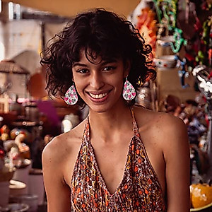 Valentine's Day Leather Earrings for Women Lightweight Faux Leather Teardrop Dangle Earrings Heart-Shaped Print Drop Earrings Set Valentine Day Gift for Girlfriend