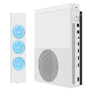 MoKo Xbox One S Cooling Fan, Built-in 3 High Speed Fans, 2-Port USB Charing & Data Syncing, L/H Fan Speed Switch for Xbox One S Gaming Console, White