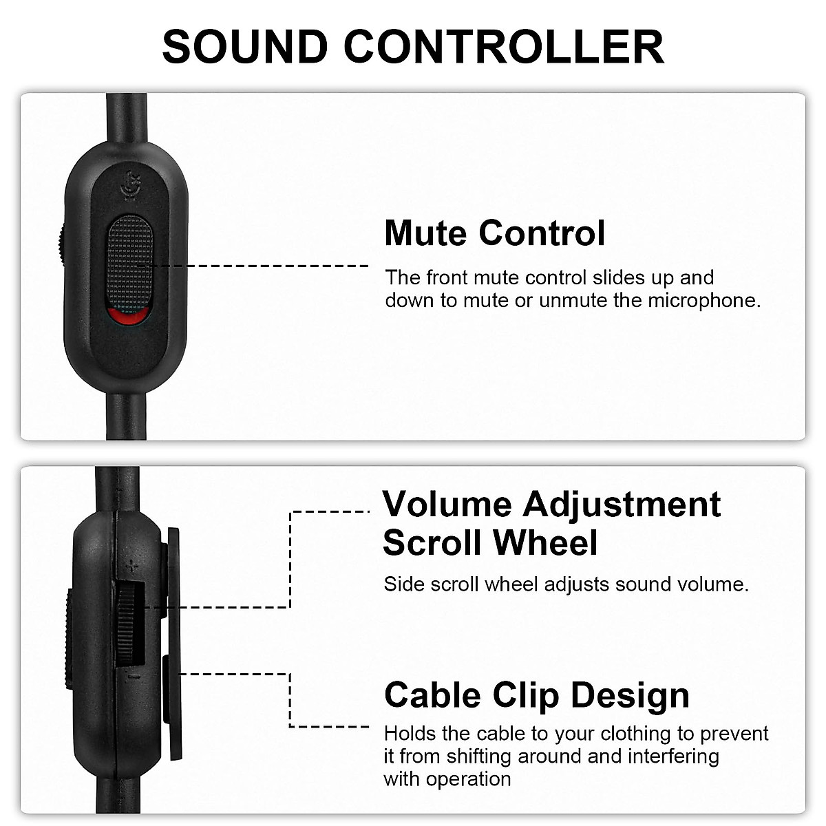 QC35 Boom Microphone with Mute and Volume Control Compatible with Bose QC25, QC35 II, QC35, QC45, NC700 Gaming Headphones, 6ft