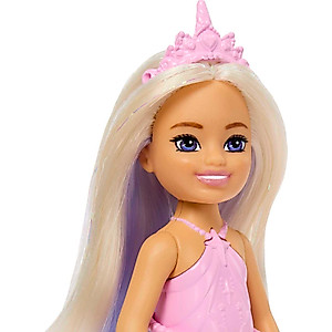 Barbie Unicorn-Inspired Chelsea Doll with Lavender Hair, Unicorn Toys, Horn Headband and Detachable Tail