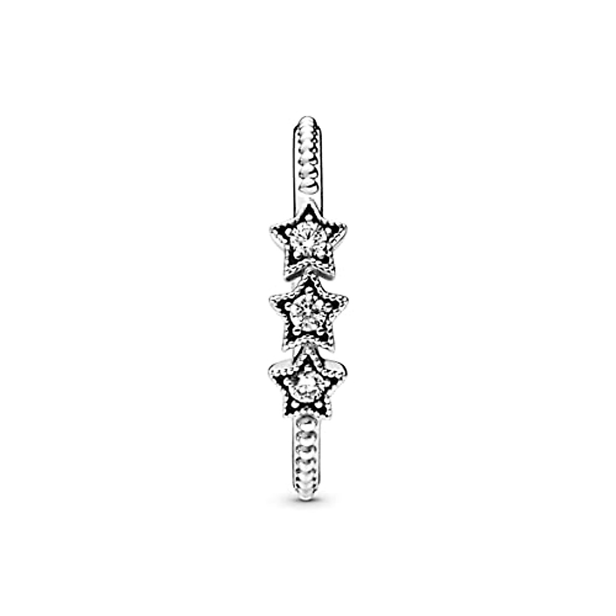 Pandora Celestial Stars Ring - Sterling Silver Ring for Women - Layering or Stackable Ring - Sterling Silver with Clear Cubic Zirconia - Size 8.5, No Gift Box