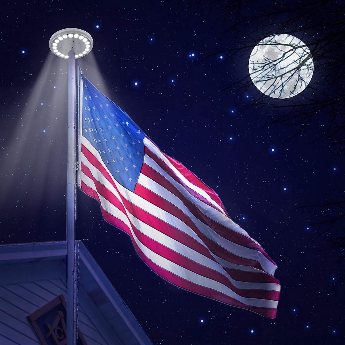 Sunnytech Solar Power Flag Pole Flagpole Light Auto Active Green Energy Factory Direct Supply