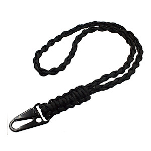 Military Grade Heavy Duty Paracord Lanyard Necklace Keychain Whistles Wrist Strap Parachute Rope Badge Cellphone Waterproof Holder Metal HK Clip Hook Outdoor Survival Men (Black)