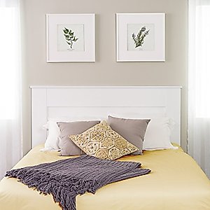 Prepac Stylish Flat Wood Panel Headboard for Queen Size Beds, Simplistic Wooden Queen Headboard 2.25" D x 64.5" W x 48" H, White, WHFQ-1301-1