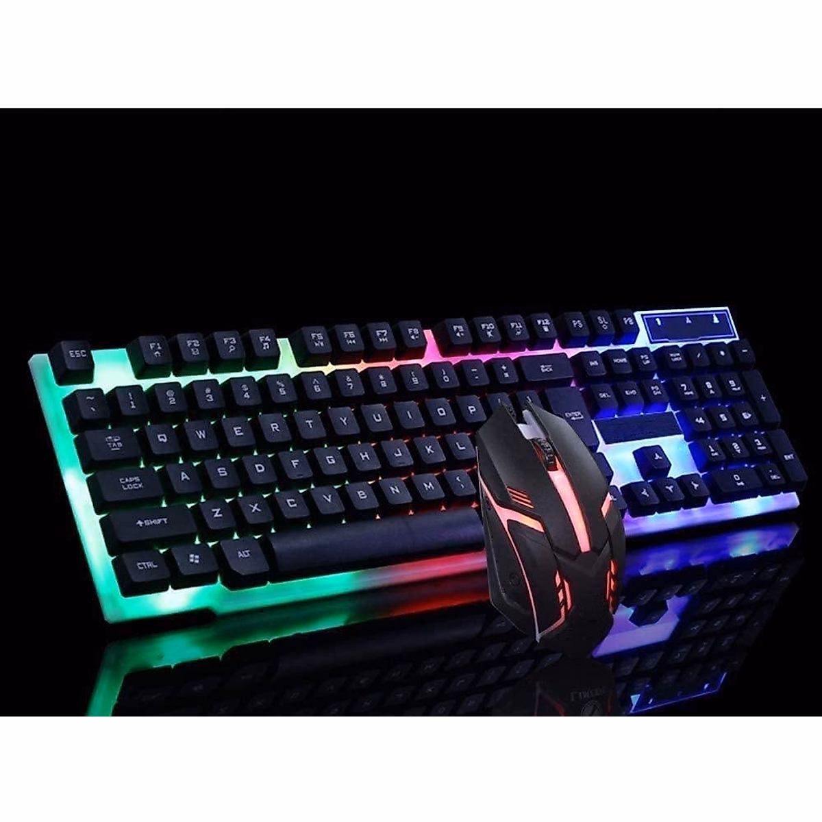 OJOINK Gaming Keyboard and Mouse Combo, LED Colorful Keyboard,for PC/Laptop (Size : 1)