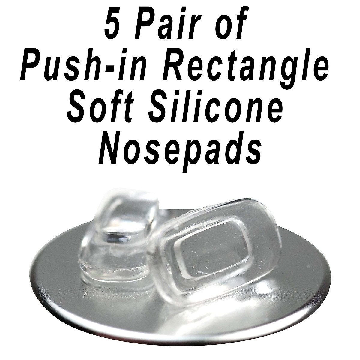 GMS Optical Premium Grade Soft Silicone - Rectangle Shaped Nose Pads (Slide/Push-in) 11MM (5 Pair, Rectangle - Clear (11mm))
