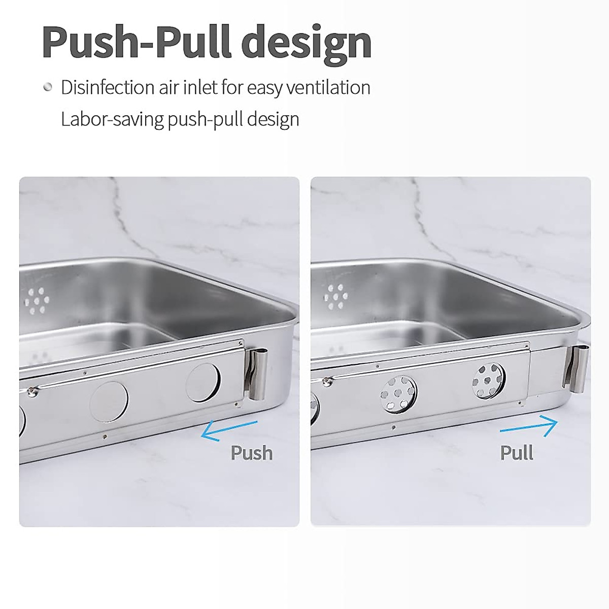 201 Stainless Steel Surgical Tray - Professional Dental Instrument Tray Medical Disinfection Dish with Lid & Recessed Handle Grip