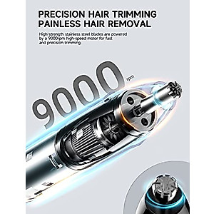 ZORAMI Rechargeable Ear and Nose Hair Trimmer - 2022 Professional Painless Eyebrow & Facial Hair Trimmer for Men Women, Powerful Motor and Dual-Edge Blades for Smoother Cutting Black