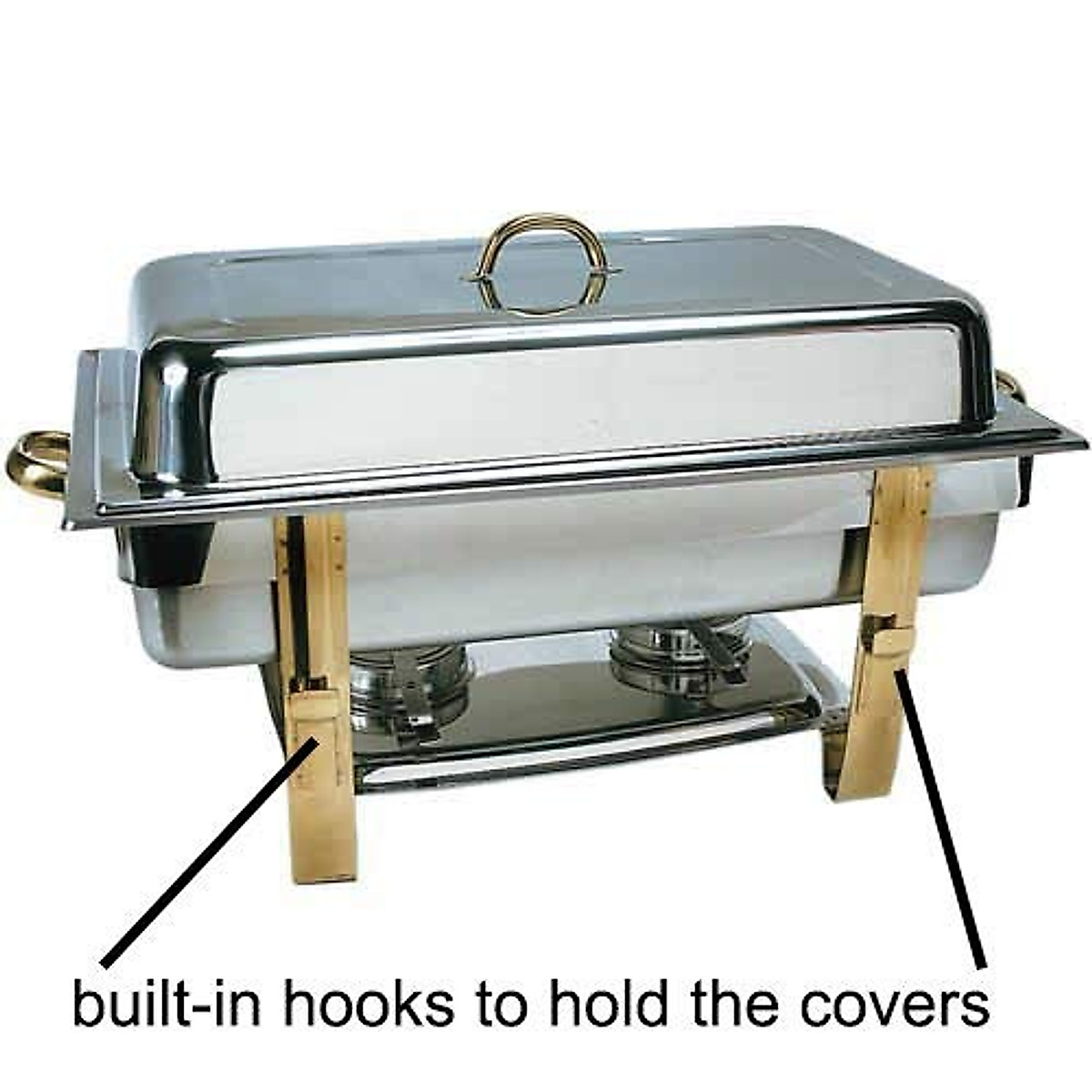 Tiger Chef 2-Pack 8 Quart Full Size Buffet Chafing Dish Set with Gold Accents and Gel Fuel Cans…