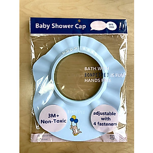 BONPEIPEI Baby Shower Shampoo Cap 2Pcs Adjustable Safety Eva Bath Visor Accessories Waterproof Soft Hair Washing Guard Bathing Hat for Girls, Boys, Infants, Kids and Toddlers-blue/green