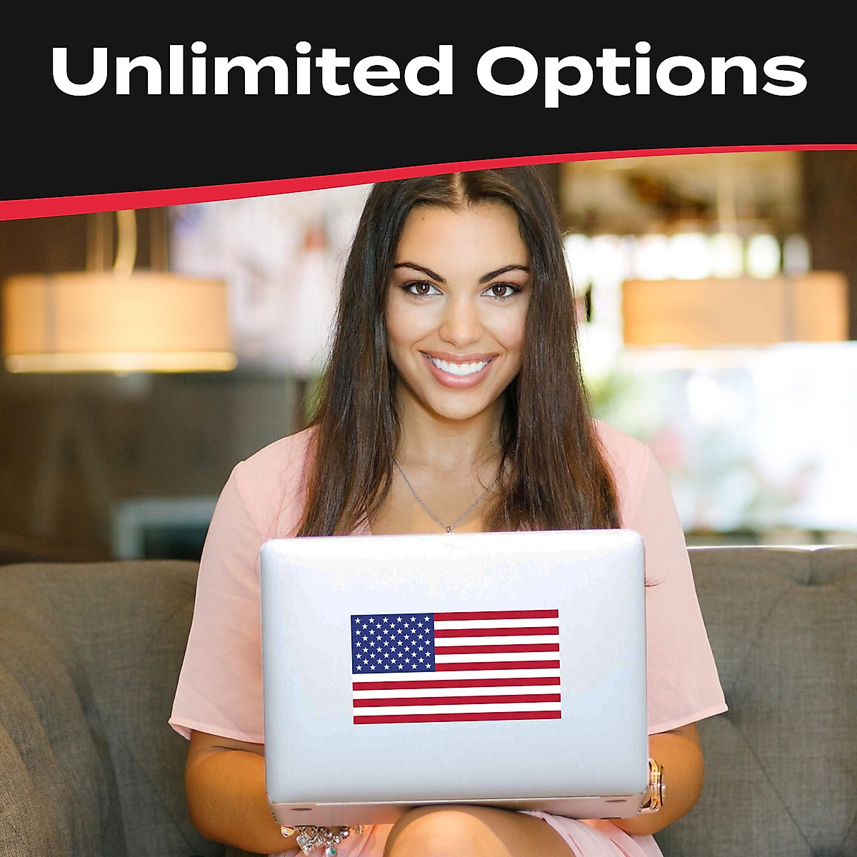 Stickios American Flag Decal 5.8x3.1 inches - Made in The USA - Patriotic Vinyl Classic Flag Sticker for Cars, Trucks, Windows, Vehicles - Let Freedom Ring!