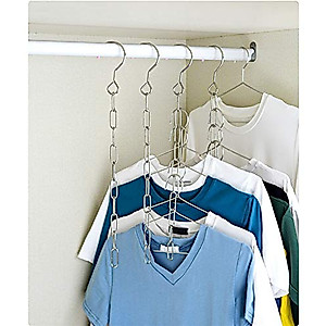 Falytemow Stainless Steel Space Saving Hanger Chains Magic Hangers Closet Space Saver Hanger Organizer Cascading Hangers Gain 80% More Space Set of 10