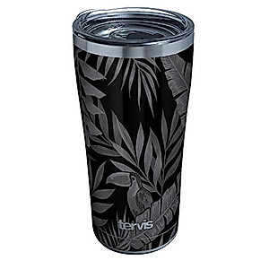 Tervis Blackout Palm Stainless Steel Insulated Tumbler with Clear and Black Hammer Lid, 20oz, Silver
