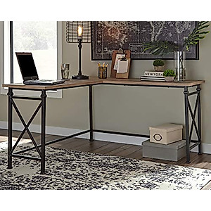 Signature Design by Ashley Jaeparli Modern Farmhouse Home Office L Shaped Desk, Brown