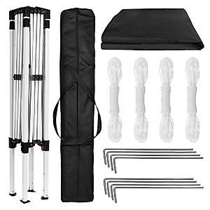 EMMA + OLIVER 8'x8' Black Weather Resistant Easy Pop Up Slanted Leg Canopy Tent with Carry Bag