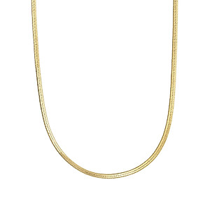 gorjana Women’s Mini Venice Necklace, Flat 2mm Snake Chain Choker, 18K Gold Plated
