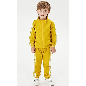 CRAZY GOTEND Toddlers Boys Outfit Set Long Sleeve Casual Sweatsuit 2 Pack Kids Clothing Athletic Clothes Zip With Pockets Red 18-24 Months/90