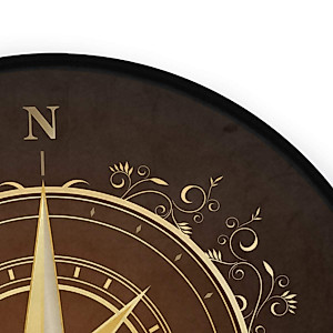 ZZAEO Gold Compass Rose Ornate Round Area Rug Soft Comfort Floor Mat Carpet with Anti-Slip Backing for Home Bedroom Decor - 3 Feet Diameter (92 cm)