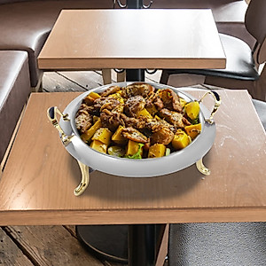 Stainless Steel Chafing Dish Buffet Set, Gold Portable Adjustable Fire Round Warmer Tray with Lid to Steam, Boil, and Stir-Fry (3L/3.17Q)