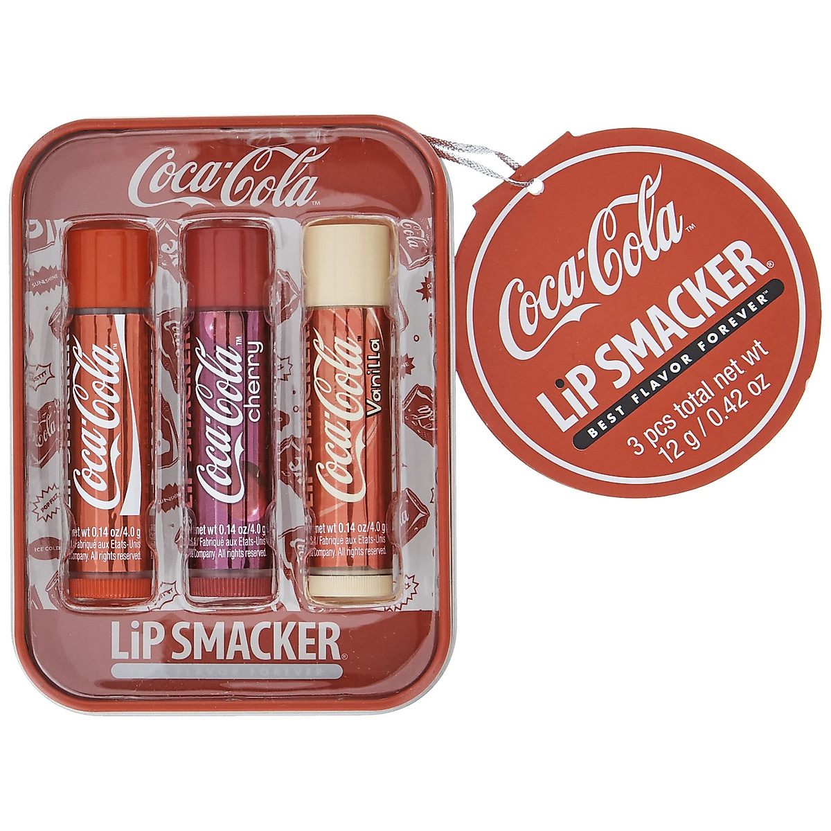 Lip Smacker Coca-Cola 3PC Lip Balm Tin Classic Coke, Cherry Coke, and Vanilla Coke