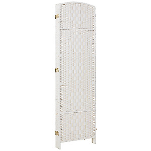 Oriental Furniture 6 ft. Tall Diamond Weave Fiber Room Divider - White - 5 Panel