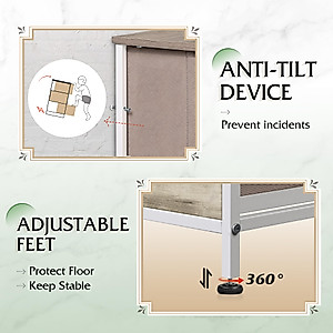 WLIVE Fabric Dresser for Bedroom, Tall Dresser with 8 Drawers, Storage Tower with Fabric Bins, Double Dresser, Chest of Drawers for Closet, Living Room, Hallway, Greige