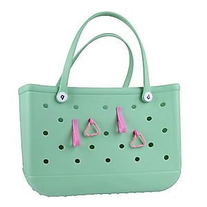 Vagocom Insert Hook Set Accessory for Bogg Bag and Simply Southern Totes,2Pcs Hook + 2Pcs Cute Heart Shaped Key Holder Charm for Rubber Beach Tote and Bag(Pink)