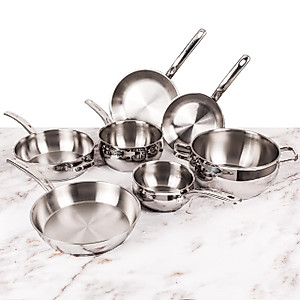 BergHOFF Belly Shape 18/10 Stainless Steel 12Pc Cookware Set, Metal Lids, Fast, Evenly Heat, Induction Cooktop Ready