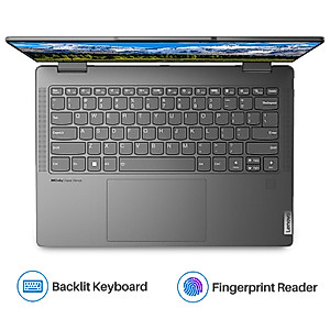 Lenovo 2023 Yoga 7i 2-in-1 Laptop 14" 2.2K Touchscreen, 13th Intel Core i7-1355U, 16GB LPDDR5, 512GB SSD, WiFi 6E, Thunderbolt 4, Backlit KB, Fingerprint, Win 11, 12H Use, Bundle with JAWFOAL