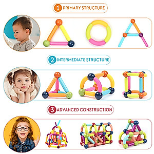 Xiosag Magnetic Toys Magnetic Balls and Rods Set. Magnet Building Blocks Sticks Stacking Toys .Stem Educational Magnetic Toys for Kids Preschool Christmas Birthday Gifts for Toddler.