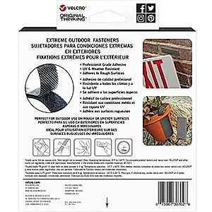 VELCRO Brand Extreme Outdoor Mounting Tape | 20Ft x 1 In, Holds 15 lbs | Strong Heavy Duty Stick on Adhesive | Mount on Brick, Concrete for Hanging, 30702