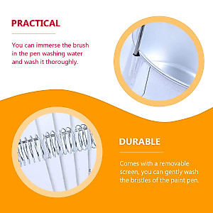 Gadpiparty Cleaner Hanging Container Barrel for Holder Metal Stand Art Bucket Tank Useful Painting Pen with Washer Oil Paintbrush Watercolor Paint Hanger Cleaning Brush Calligraphy Drying