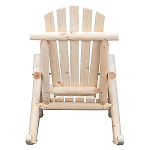 COOBL Log Rocking Chair,Solid Wood High Back Rocker,All Weather Resistant Porch Rocker for Lawn Garden Backyard Patio