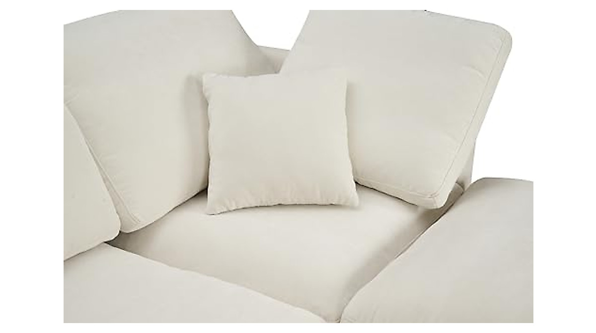 Modular Cushions Sectional Sofa with Movable Ottoman