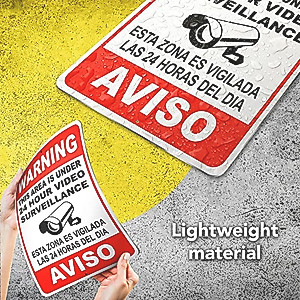 Video Surveillance Sign - 8 x 12 Aluminum 24 Hour Surveillance Sign Security Camera Sign No Trespassing Sign Smile Your on Camera Signs