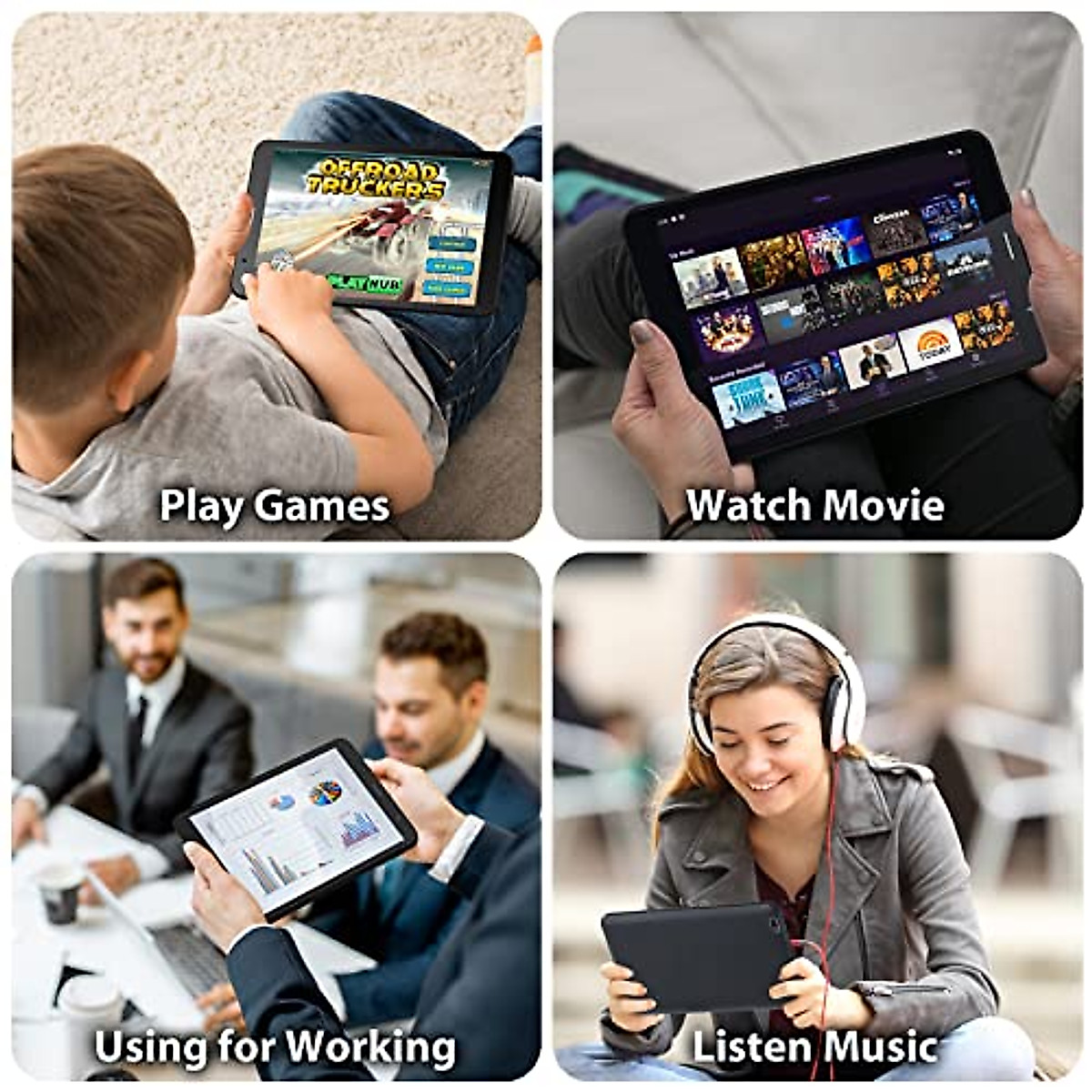 ZAOFEPU Android 11 Tablet PC 8 inch Tablet, SQ8 Pixel 800 x1280, 2MP+5MP Dual Camera,CPU 7731E-V2.0 4000MAH 2.4G WiFi Android Tablet Black with Charge Cable and OTG Cable