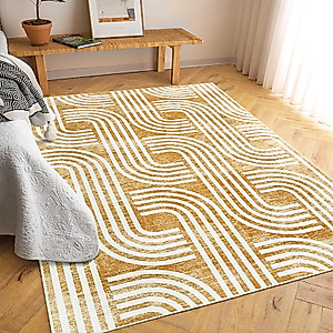 CARMIO Area Rug 8x10, Machine Washable Rugs Soft Living Room Rugs Arch Pattern Knot Modern Print Area Rug Non Slip Indoor Floor Carpet for Bedroom Nursery Kitchen, Coffee