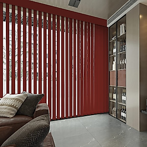 Cordless Vertical Blinds Window Blind, Blackout Fabric Vertical Blind, Energy Saving UV Protection Noice Reduce Vertical Blinds for Sliding Glass Doors, Patio Doors, Wine Red