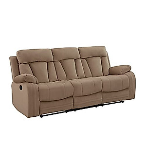Blackjack Furniture Elton Microfiber Reclining Modern Living Room Sofa, Beige