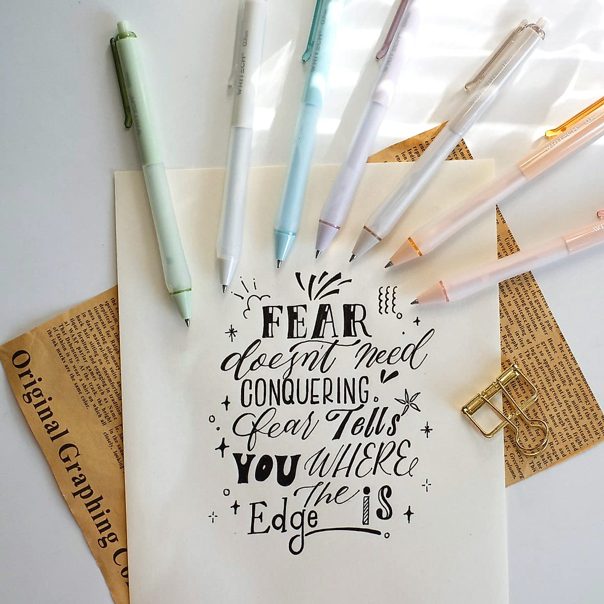 WRITECH Gel Ink Retractable Pens: Black Ink 0.7mm medium Point Pen Set, Extra Smooth Tip No Bleed Smear Smudge Refillable Clickable Pens Bulk for Writing Journaling Multicolor Fine Pens 8ct