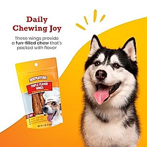 Beefeaters Dog Treats - Triple Flavor Wings 1.48oz Case of 12 | Rawhide Dog Treats Wrapped with Real Chicken | Promotes Dental Health | Dog Food Long-Lasting Chew | Training Treats for All Dog Sizes
