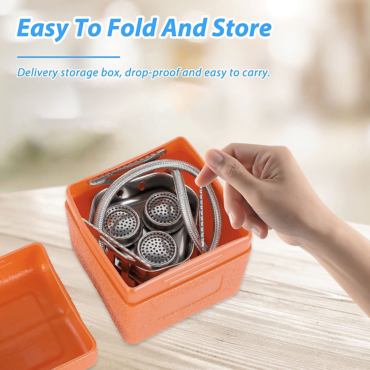 5800W Camping Gas Stove, Portable Camping Stoves, Windproof Mini Propane Burner with Adapter, Lightweight Foldable Backpacking Stove with 3 Burners for Outdoor Backpacking Camping Hiking Picnic